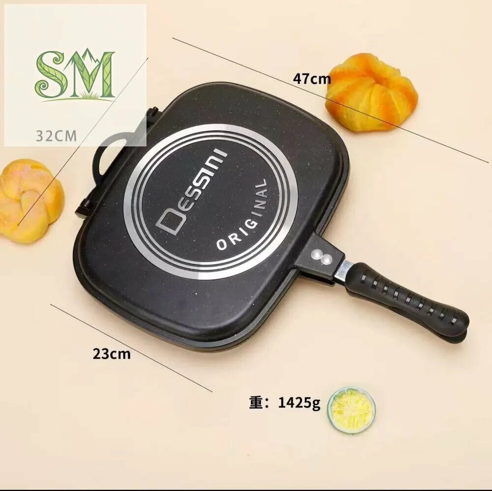 Сковорода-гриль, 32 см, с крышкой, с фиксированной ручкой