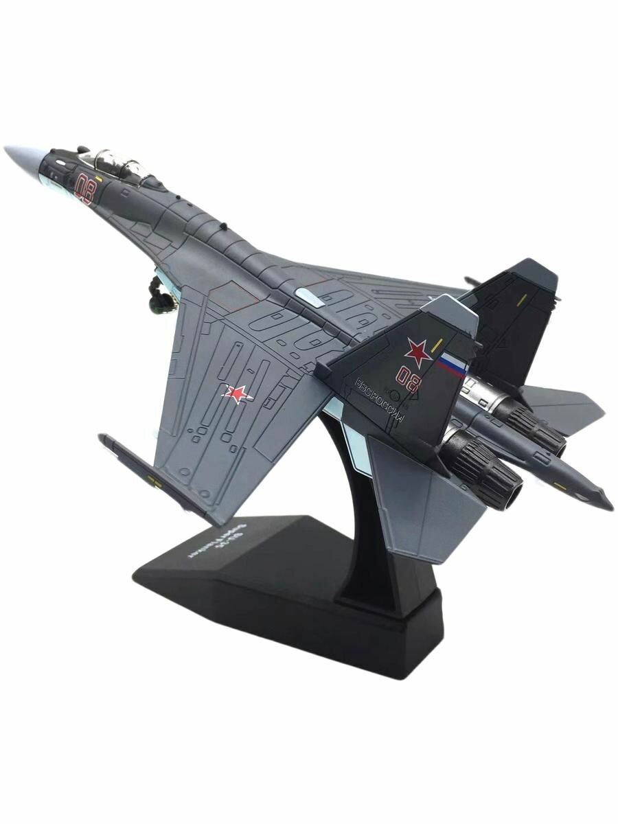 1:100 полная модель истребителя su-35 из сплава с подставкой, серый, СУ-35