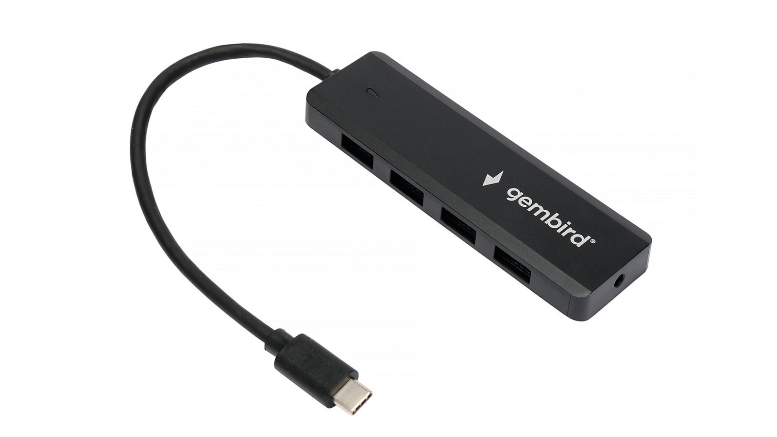 Разветвитель Gembird UHB-C364, 4 порта USB 3.0, с доп. питанием, подключение Type-C, черный