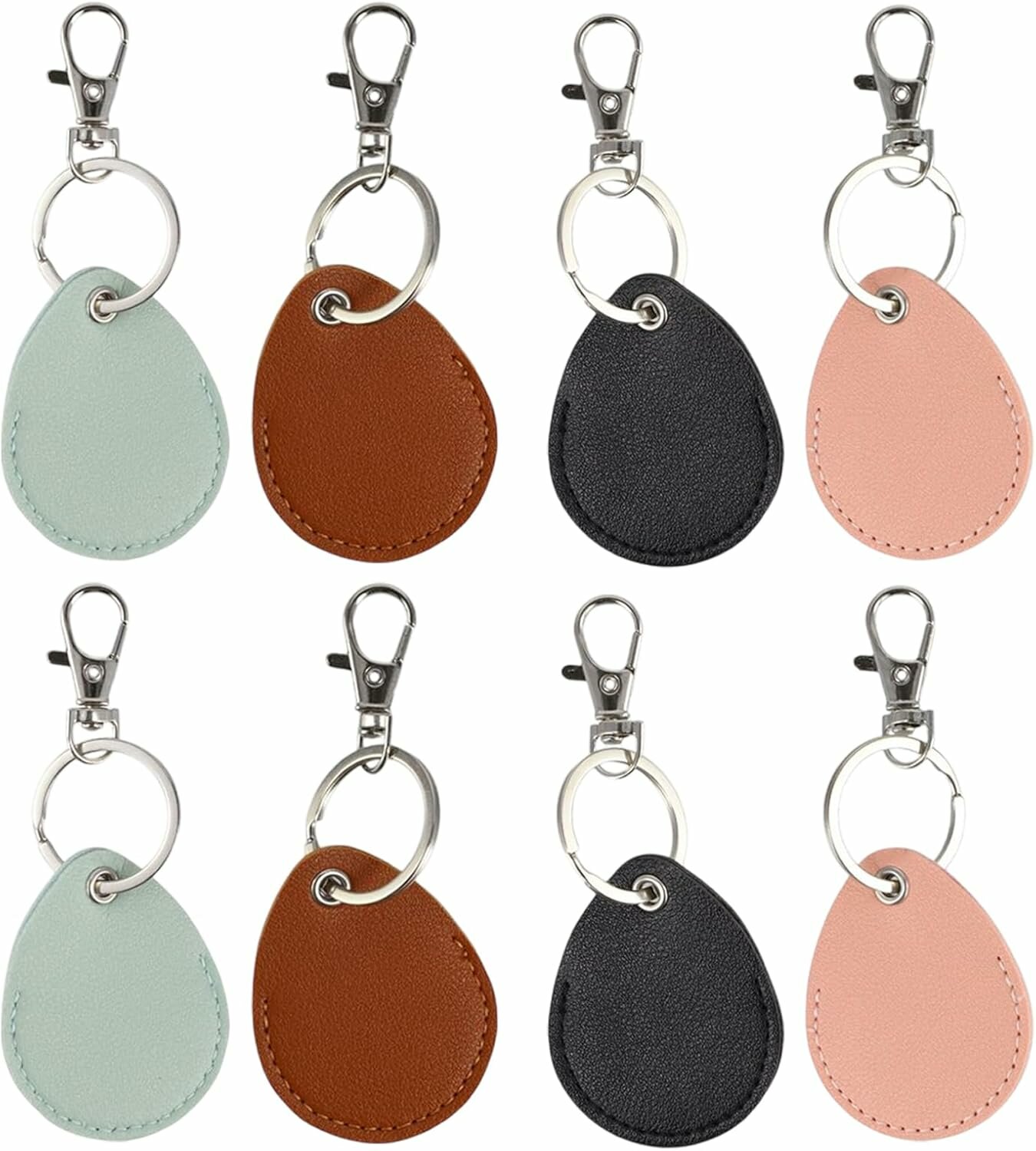 8 шт. держатель брелока, кожаный держатель брелока, кожаный брелок, подходит для ID-карты ID-карты (светло-зеленый + роз