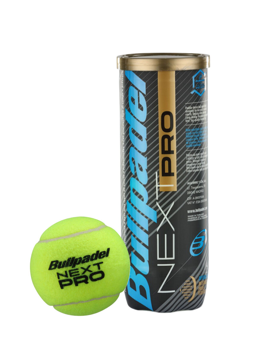 Мячи для падел тенниса Bullpadel Fip Next Pro в банке 3 мяча желтый