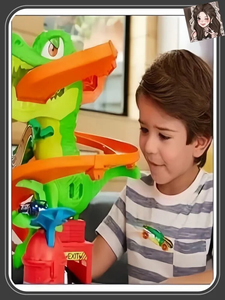 Игрушечный трек Hot Wheels T-Rex для мальчиков с машинкой и петлей — фото 1