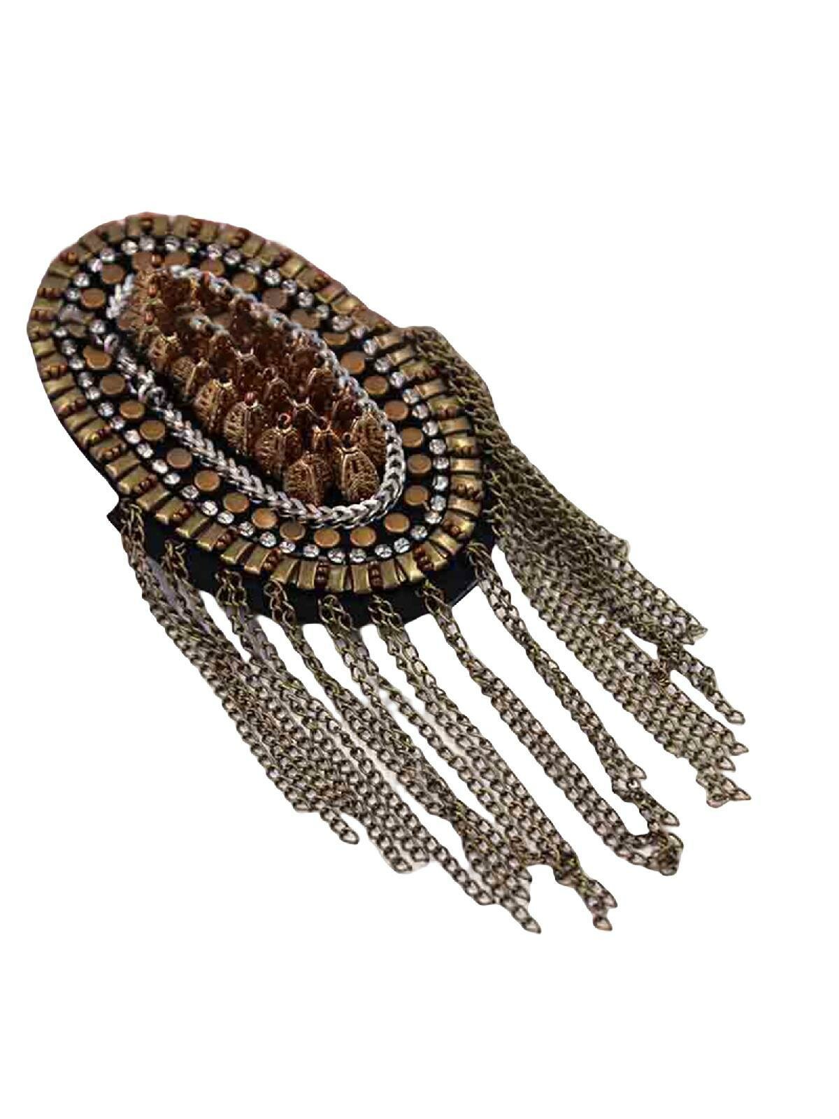 Эполет с кисточками Плечевые украшения Цепь Панк знак, Золото - Бронза