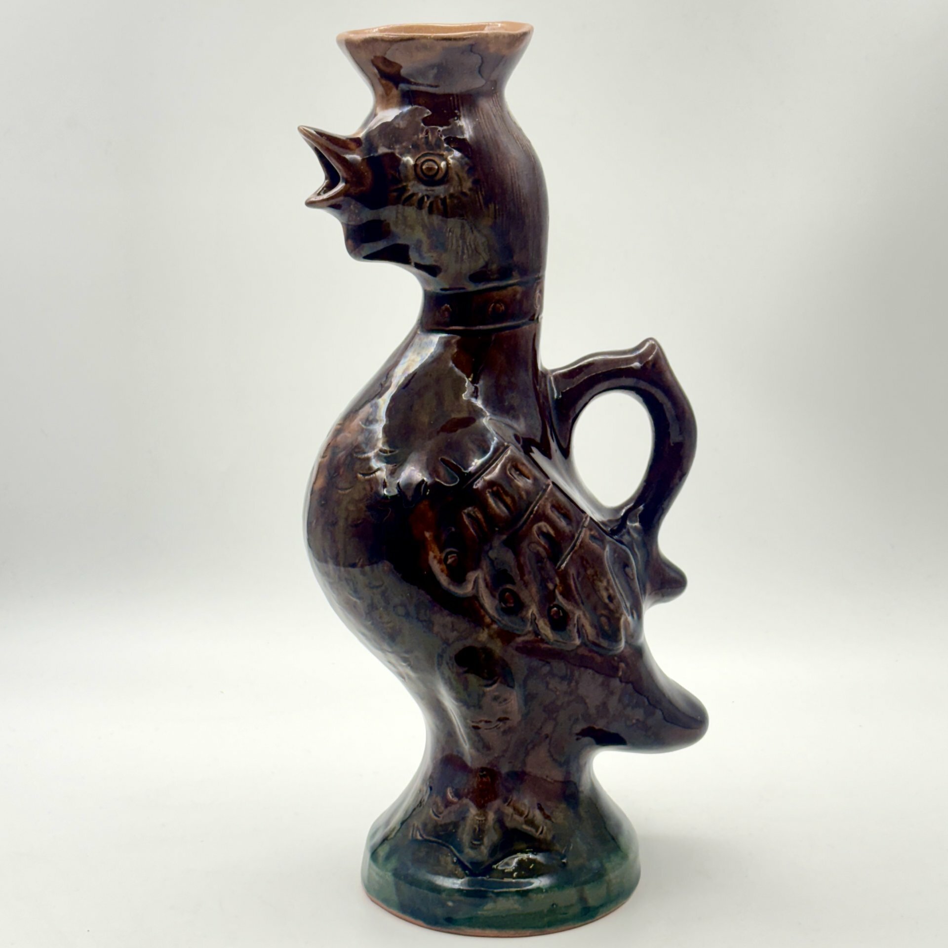 Кувшин "Утка", керамика, глазурь, Скопинская керамика, СССР, 1970-1980 гг.