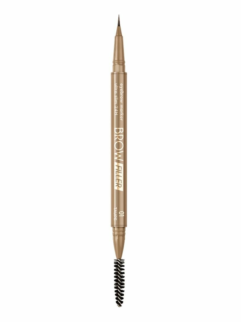 LUXVISAGE Маркер для бровей BROW FILLER ultra slim 24H тон 01 Темно-серый