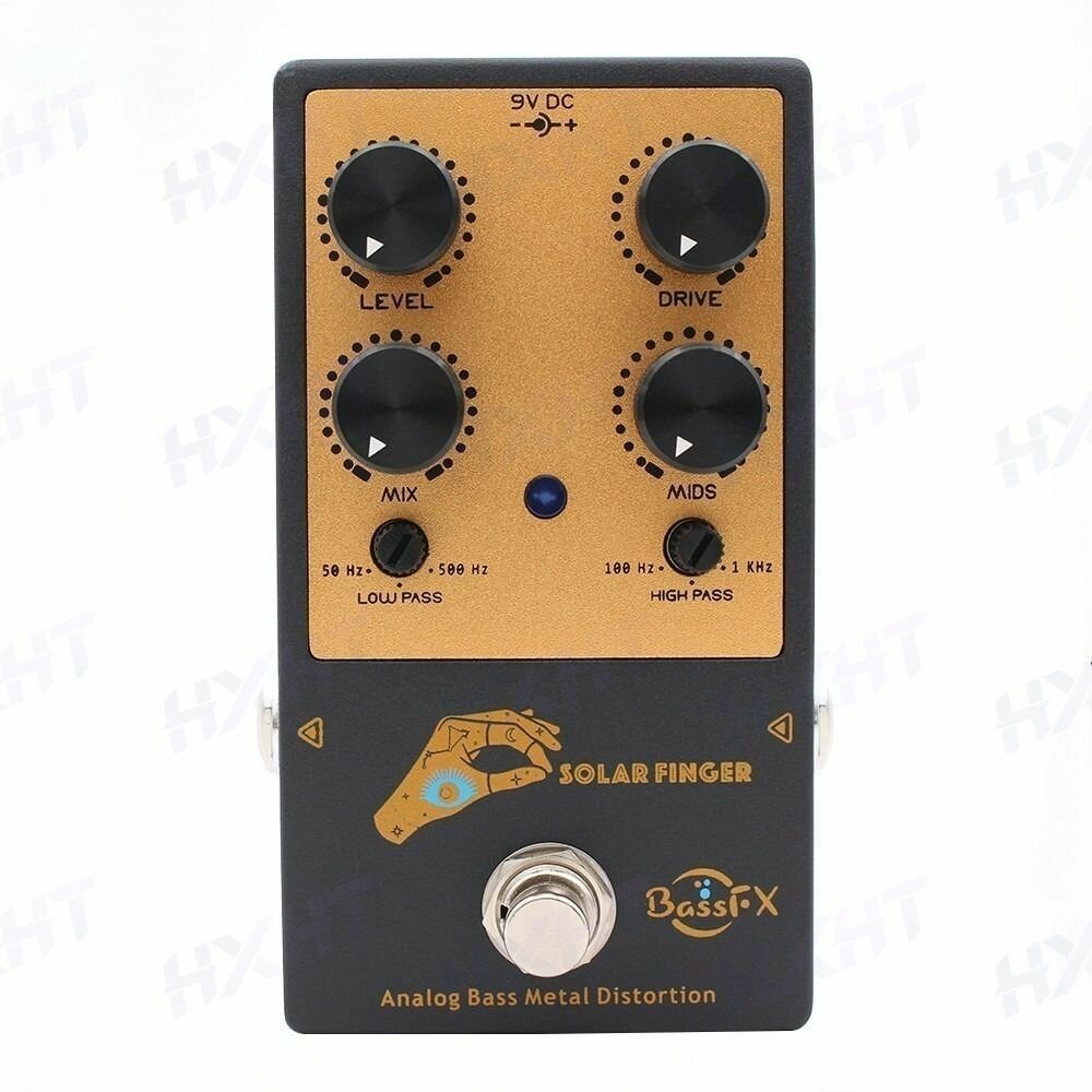FANMUZK SOLAR FINGER BassFX Педаль 4-в-1 Для Бас-Гитары: Овердрайв, Дисторшн, Буст, Преамп (Мощное Комбо)