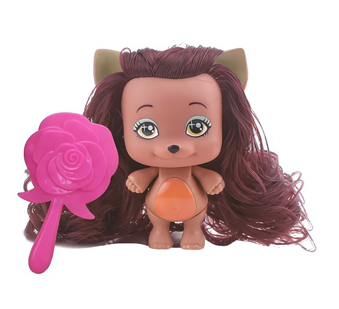 Игрушка "собачка" с длинными волосами "FUNKY TOYS" для причесок, высота 10 см, с расческой, разноцветный принт