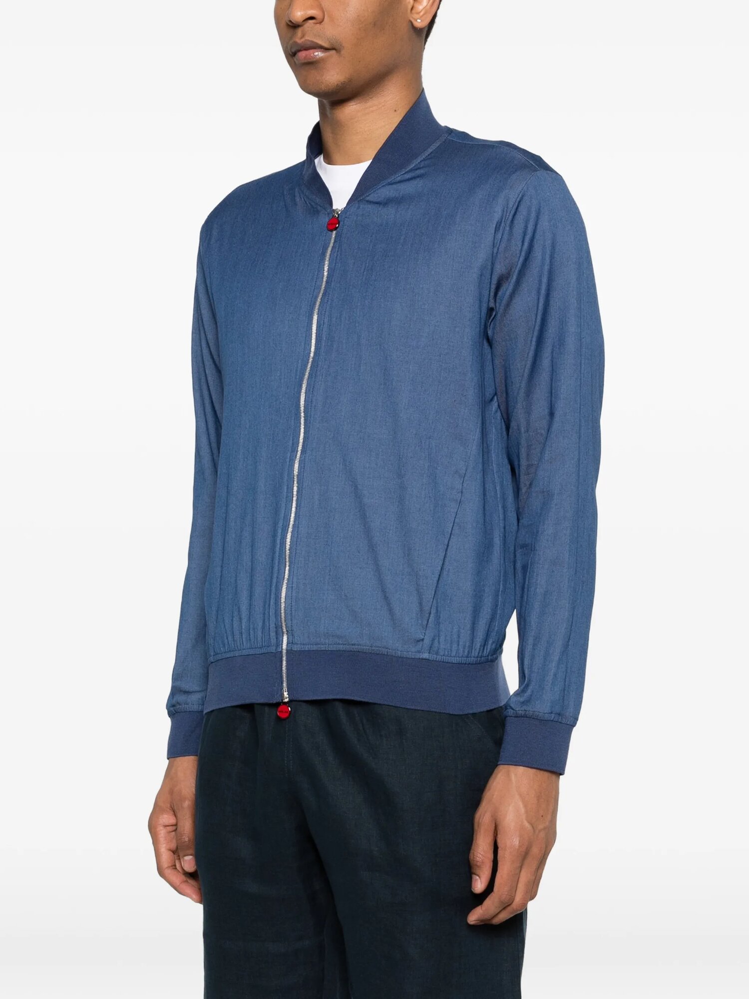 Куртка Kiton Zip bomber jacket, размер 58, blue — фото 1