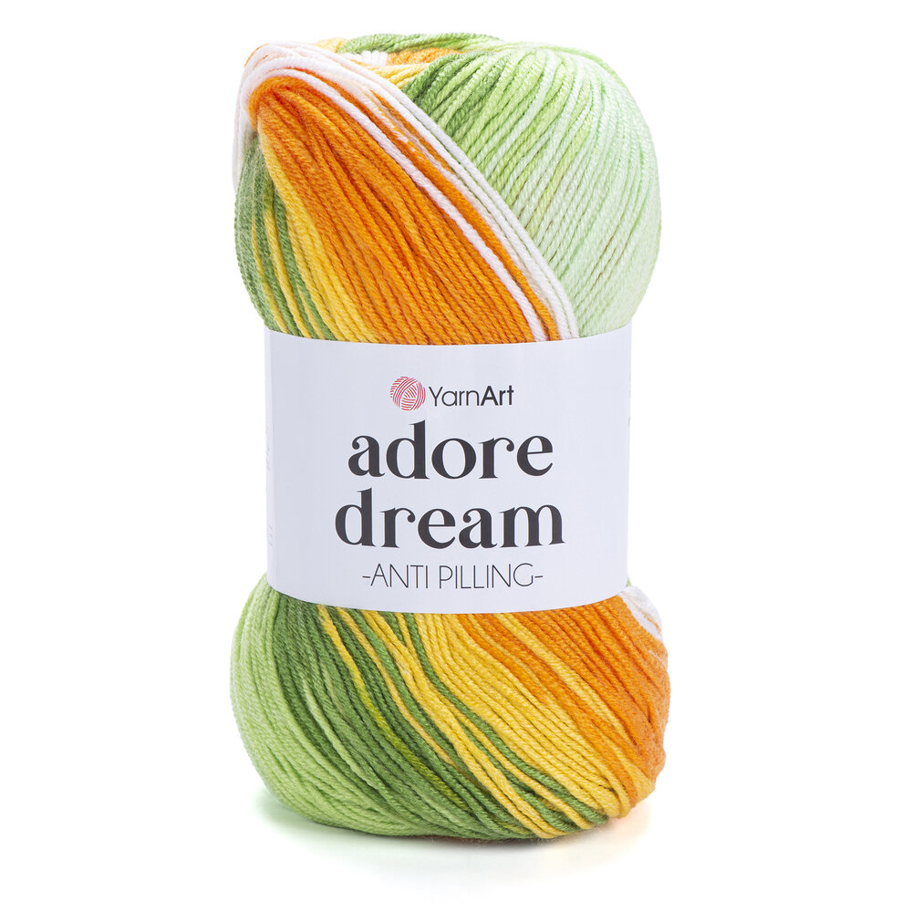 Пряжа для вязания YarnArt Adore Dream 1058 оранжевый салатовый 100 гр/280 м 100% антипилинг акрил