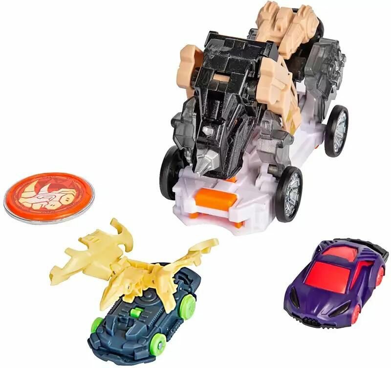 Набор машинок ScreechersWild Лайтнинг Райно L3. энергетический диск, скричер-кар, минискричер, коллекционная карточка