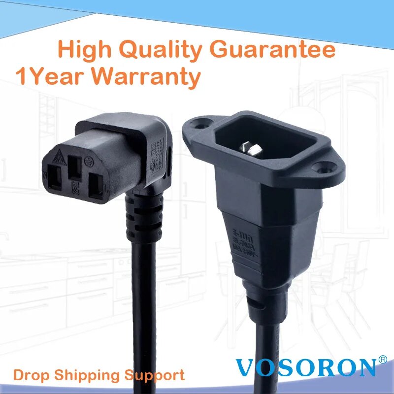 VOSORON кабель питания 0.6м черный PVC C13-C14