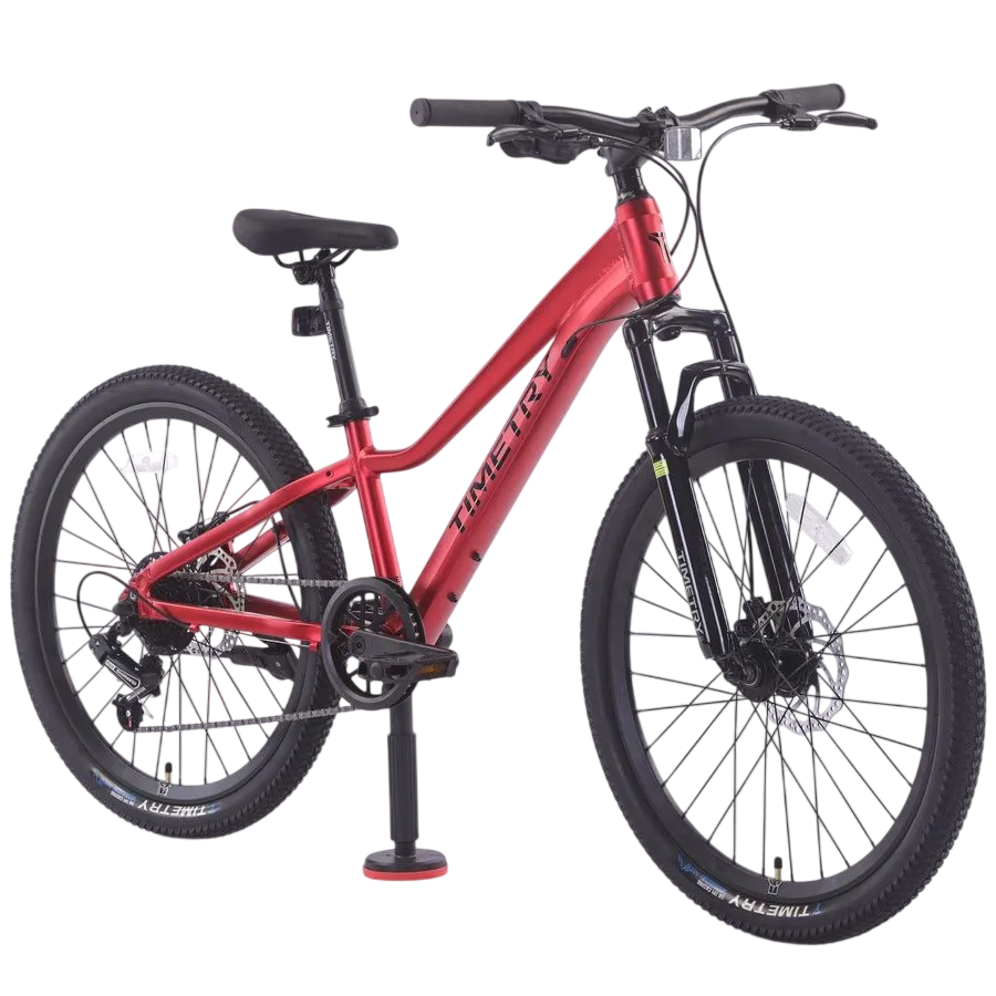 Горный подростковый велосипед BREND TIMETRY ORIGINAL TT415, диаметр колес 24", рама алюминий, 7 скоростей, красный