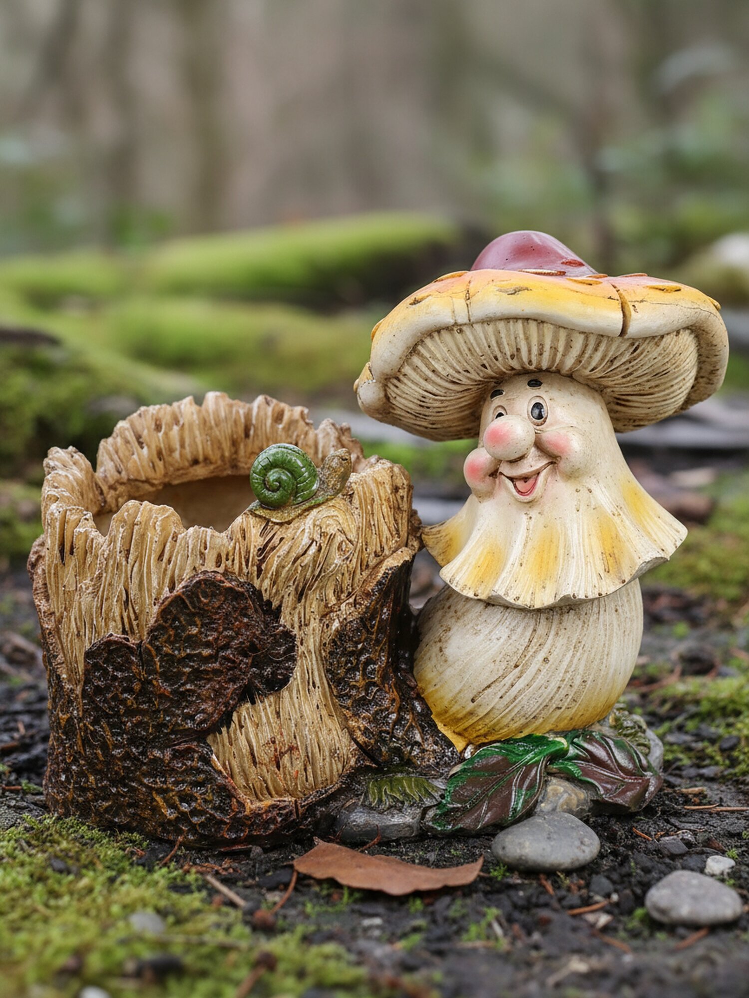 Садовая фигурка кашпо Гриб из полистоуна для дачи и огорода, изящное украшение сада 19х11х15 см, Y4-11209