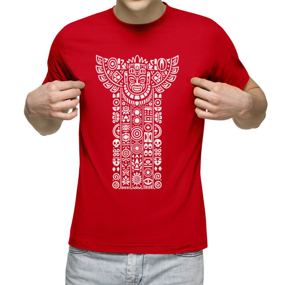 Мужская футболка «Африканский этнический принт. Абстракция» (красный, L)