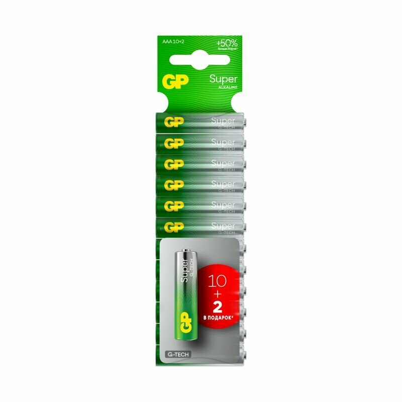 Батарейки GP G-tech Super Alkaline, AAA, 12шт