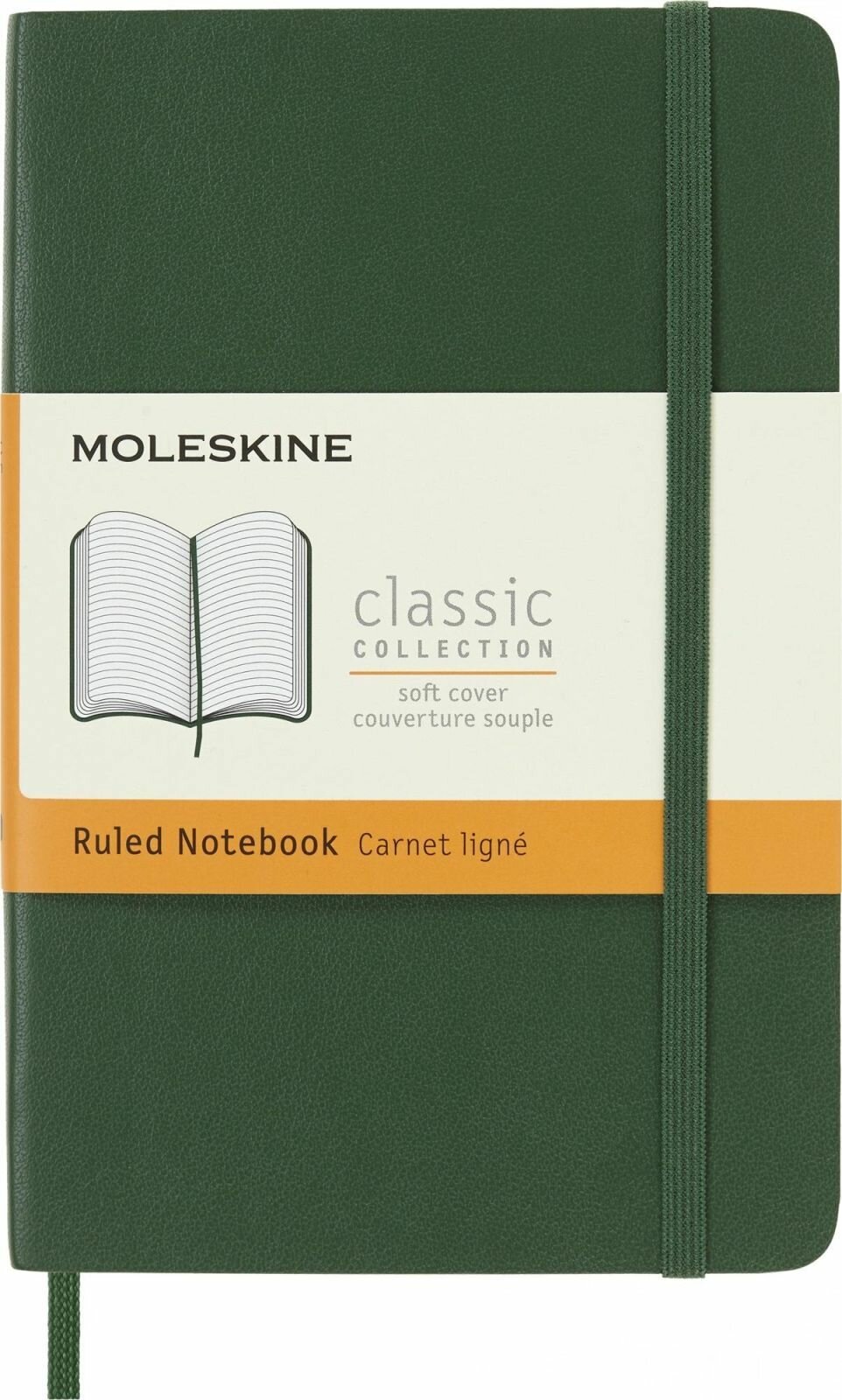 Блокнот Moleskine Classic soft Pocket 90х140 мм, 192 стр, линейка мягкая обложка зеленая (QP611K15)