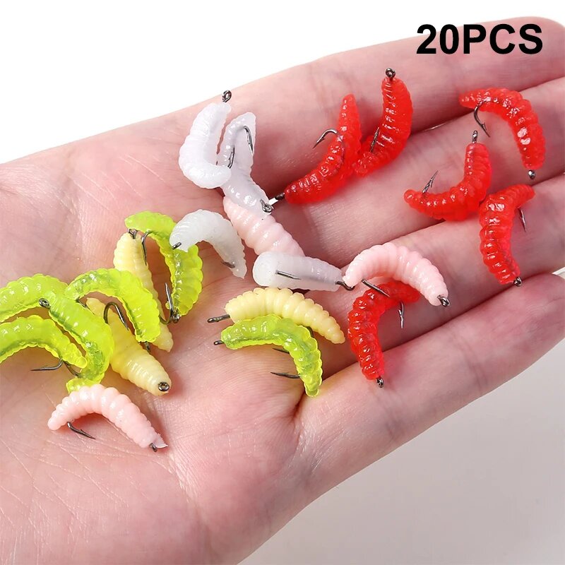 Резиновые хлебные червячные личинки для рыбалки, 20 шт. Multicolor 20pcs