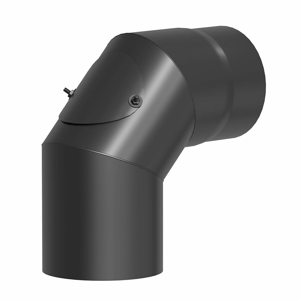 Отвод для дымохода LAVA (конструкционная сталь 2мм, черный) угол 90* Д150мм, с ревизией