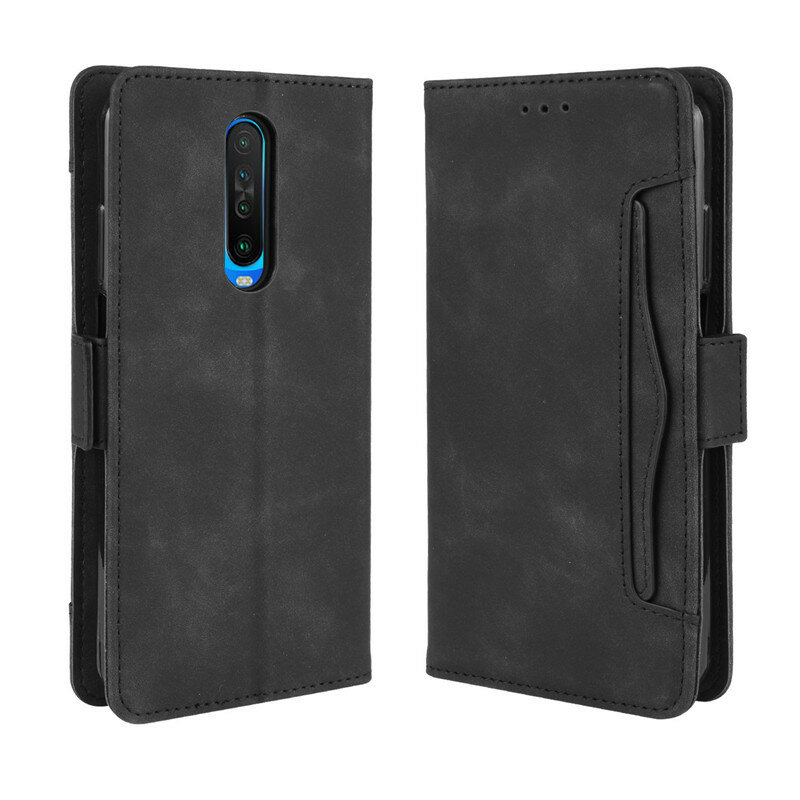 Чехол-книжка для Xiaomi Mi 10/10 Pro из импортной кожи с подставкой, с отделением для банковских карт, черный