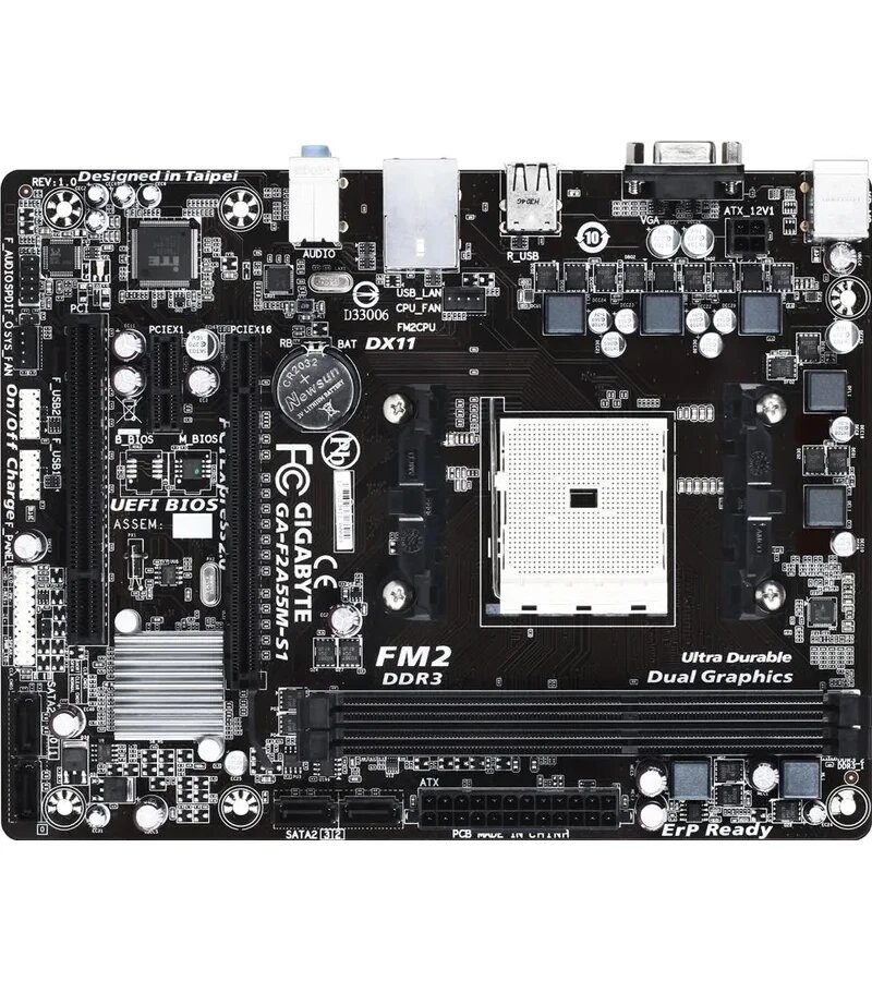 Материнская плата Gigabyte GA-F2A55M-S1 / microATX, FM2