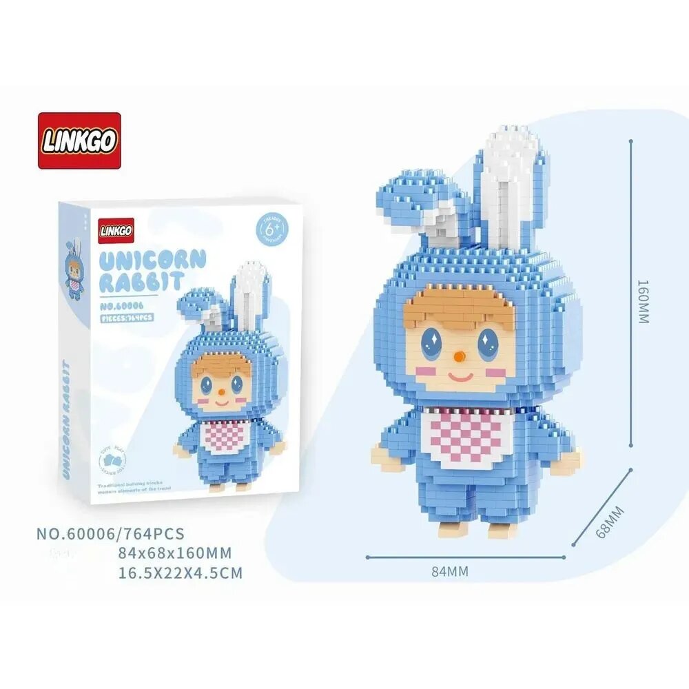 Конструктор LINKGO Unicorn Rabbit NO.60006 3D из пластика 764 детали для детей унисекс — фото 1