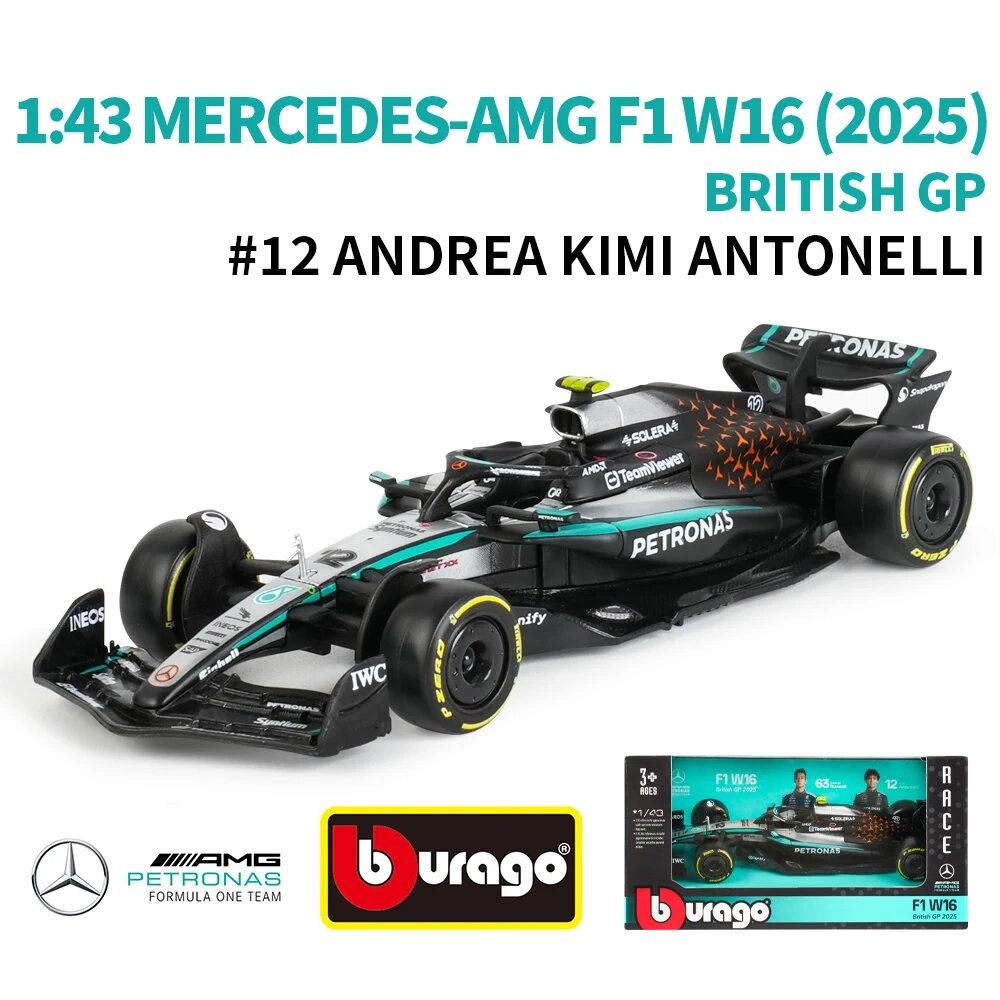 Bburago Mercedes-AMG F1 W16 2025 #12 Antonelli, British GP