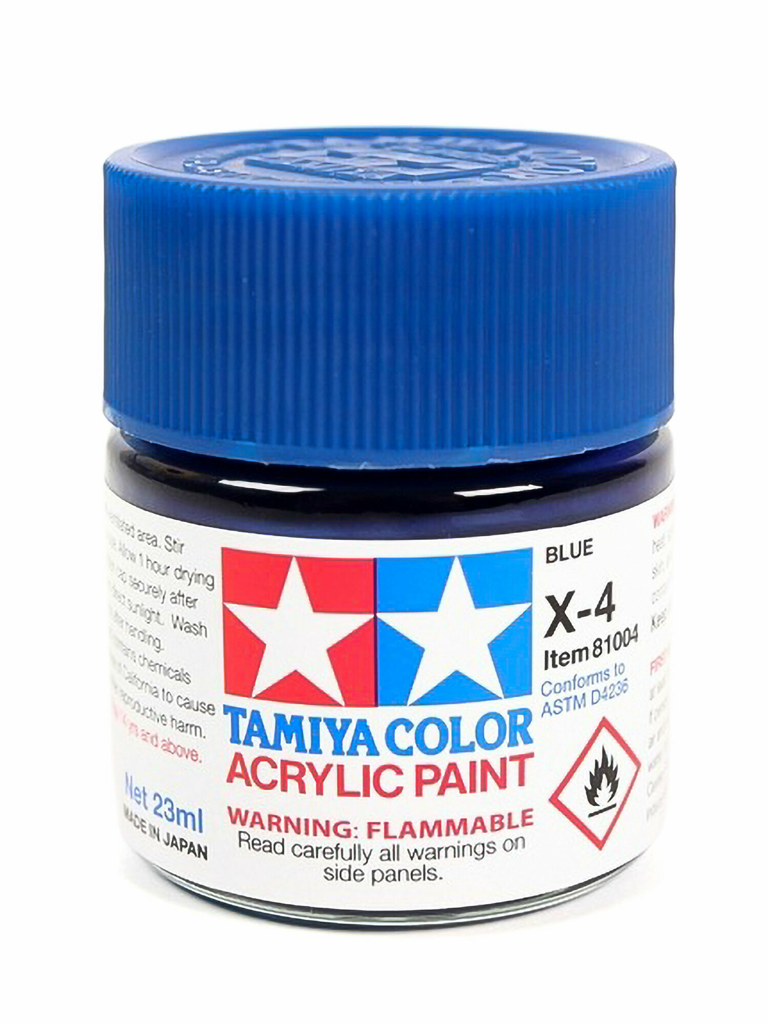 Краска акриловая Tamiya Color X-4 Blue 81004 голубая глянцевая, 23 мл