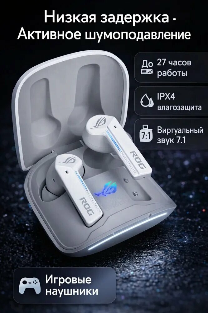ASUS Наушники беспроводные с микрофоном, белый