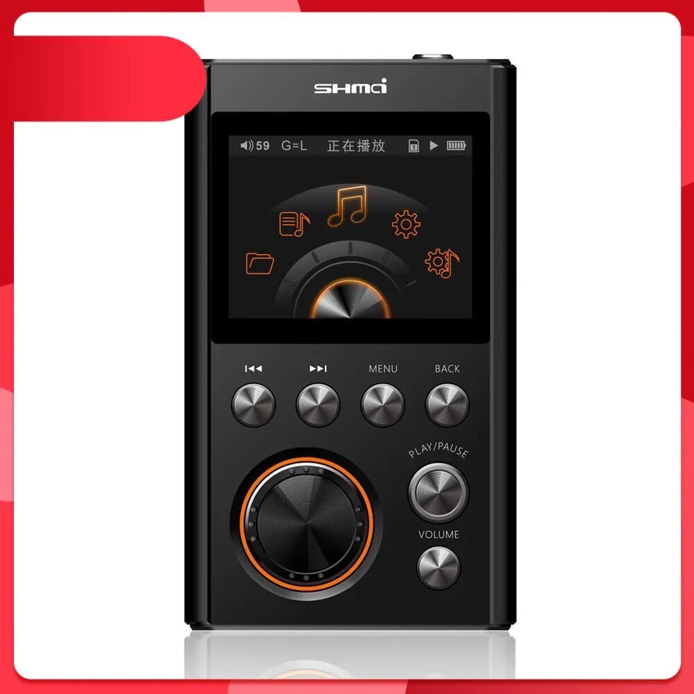 MP3-плеер SHMCI C5S, черный, белый, с экраном 2.0", поддержка FLAC, MP3, WAV, APE, WMA, AAC