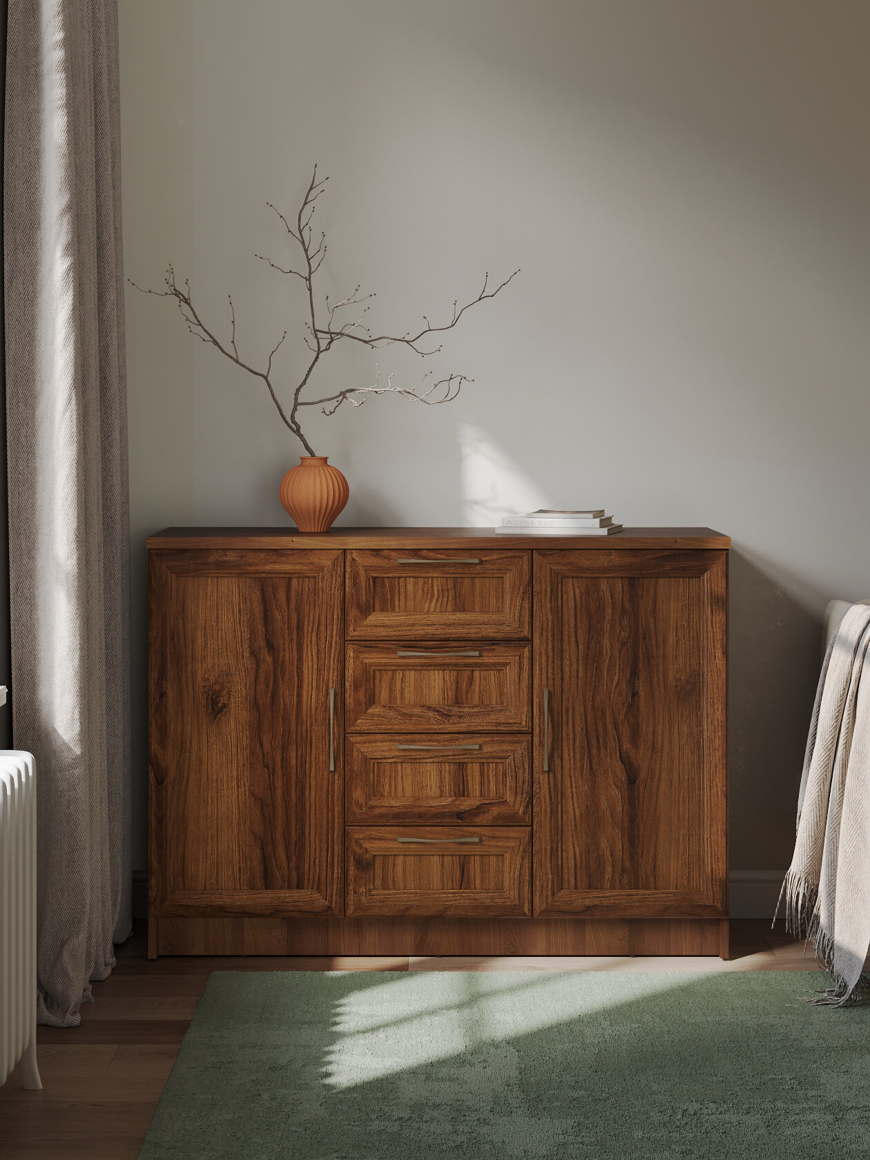 Комод для одежды и хранения вещей Марсель Комби 112.7х37х82.3 см, Дуб Кальяри / Дуб Катания