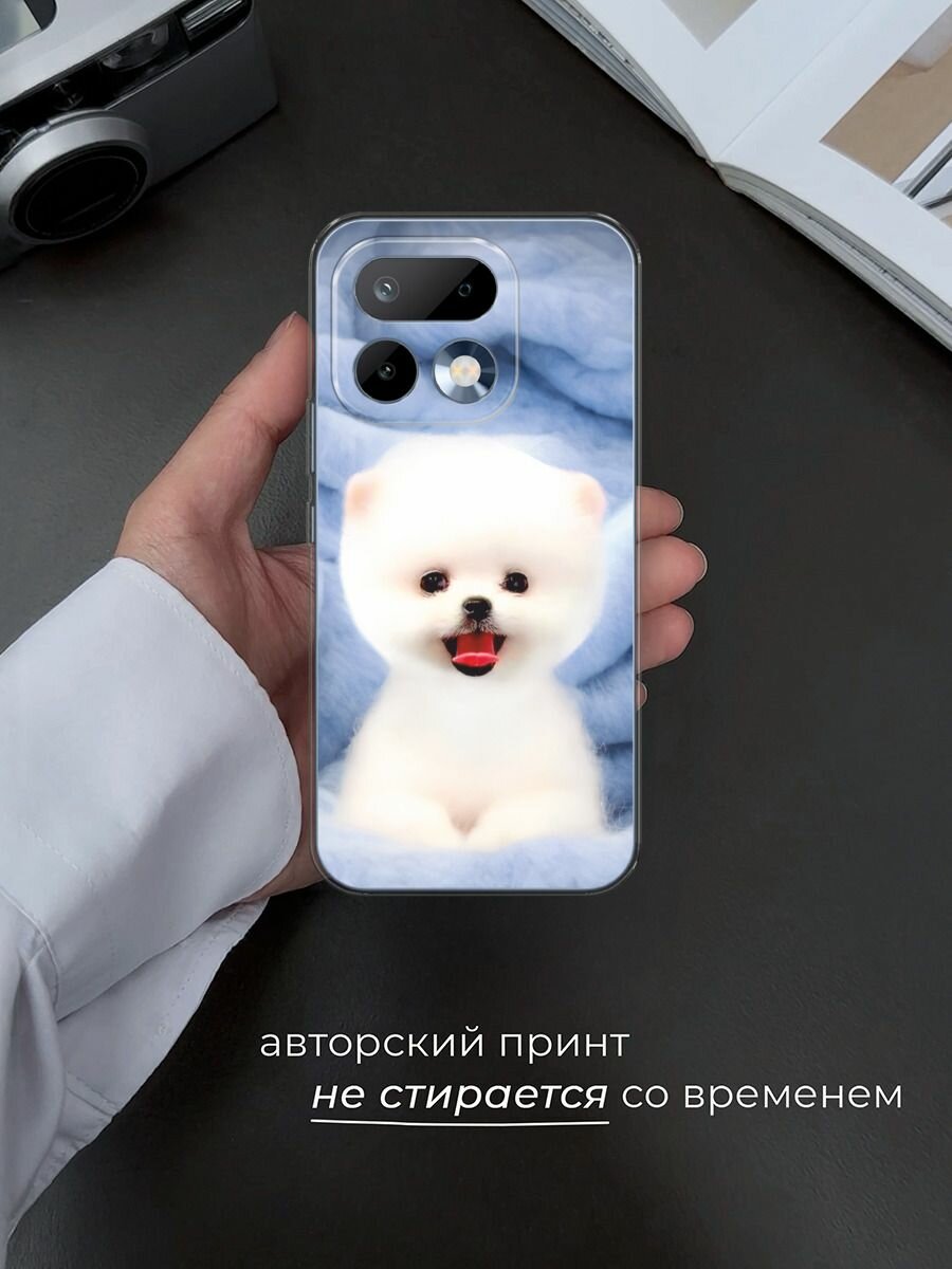 Чехол на Realme 16 Pro / Реалме 16 Про с принтом Белый пёсик — фото 1