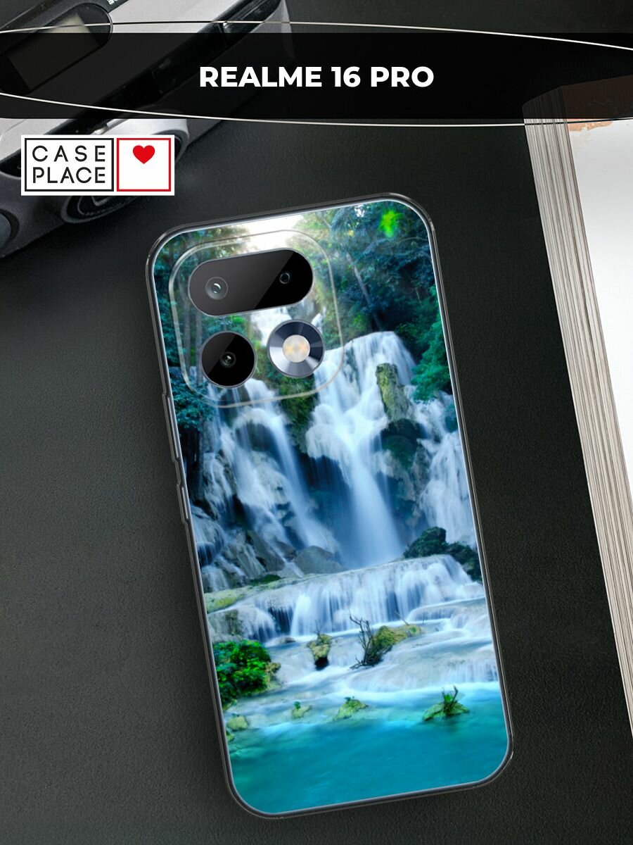 Силиконовый чехол на Realme 16 Pro / Реалме 16 Про с принтом Водопад 8