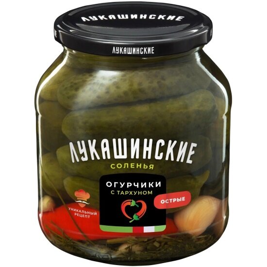 Огурчики Лукашинские соленые острые с тархуном 670 г