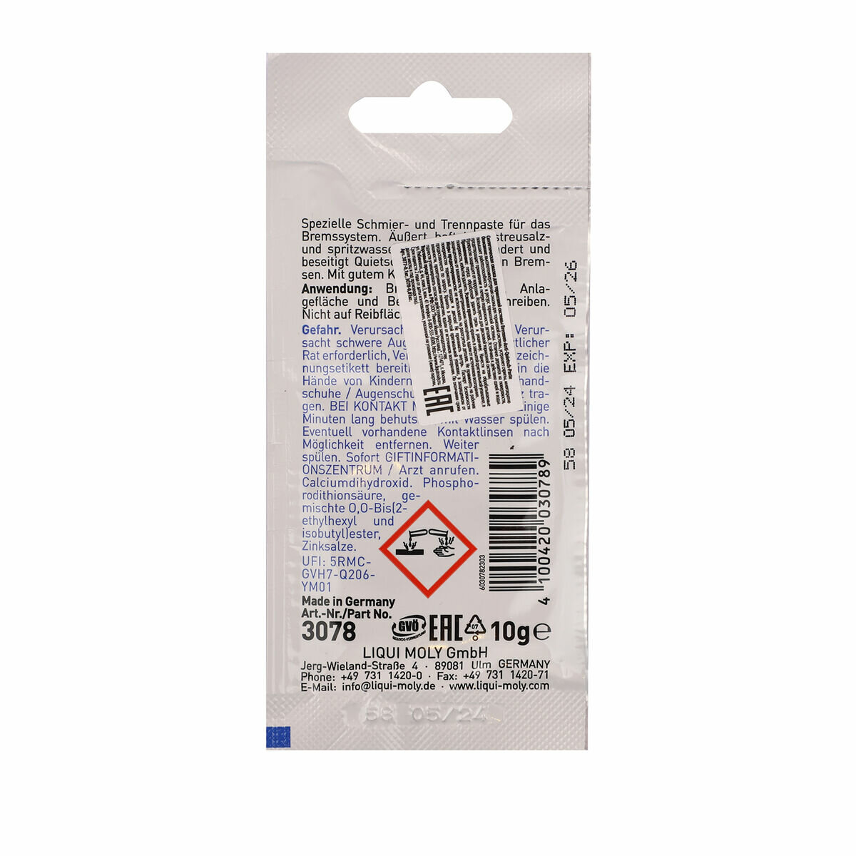 Паста Для Тормозной Системы Bremsen-Anti-Quietsch-Paste 10Г(Liqui Moly 3078)