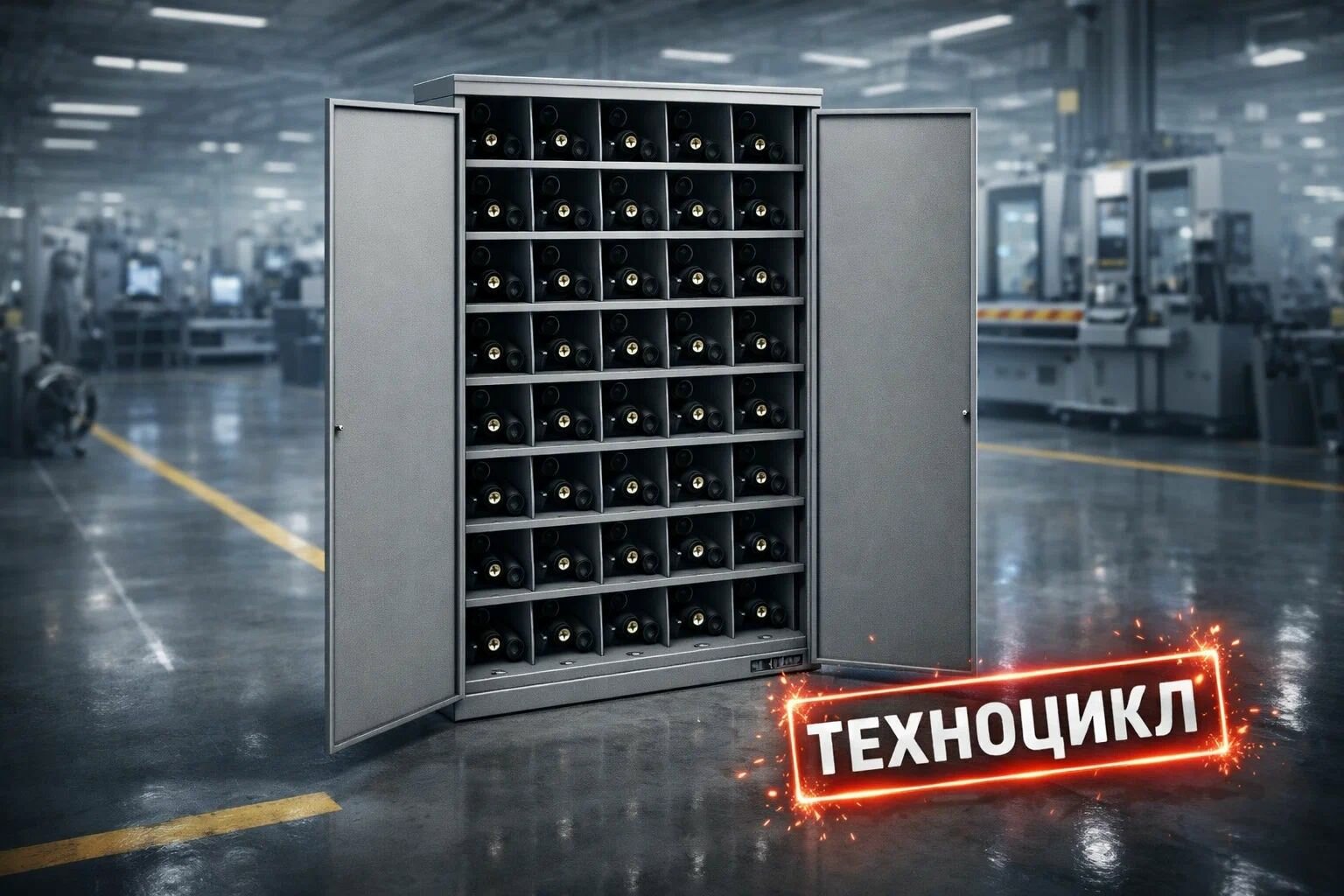 Металлический шкаф для противогазов ХПГ-40, с дверьми Про 1900х110х400 мм техноцикл