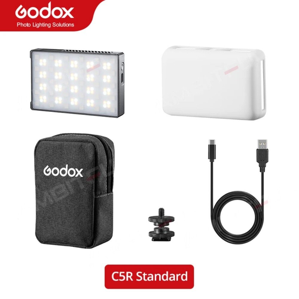 Godox C5R Магнитный заполняющий светильник rgb, ручной светодиодный карманный фонарь мощностью 5 Вт 2500-8500 К