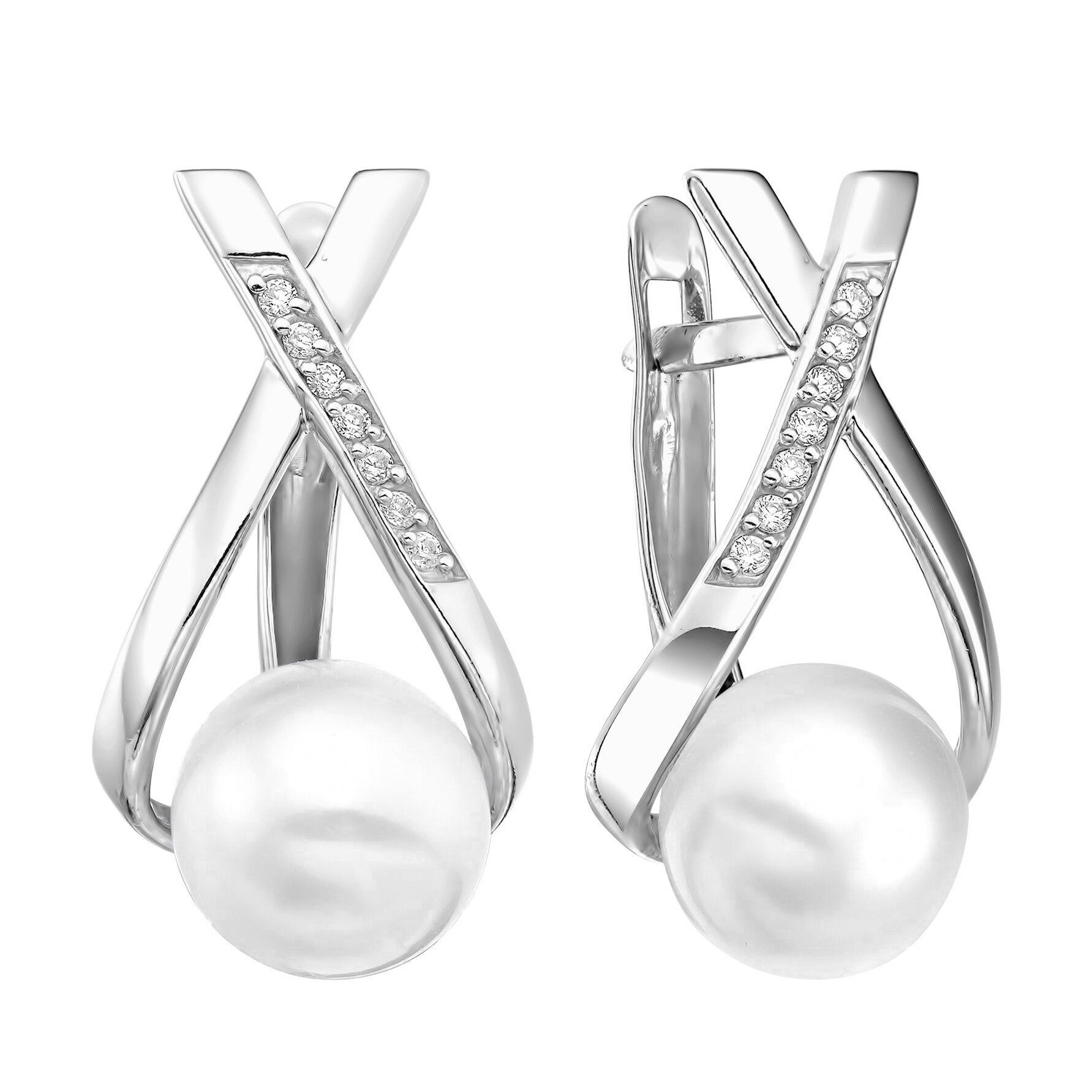 Серьги Яхонт, серебро, 925 проба, фианит, жемчуг
