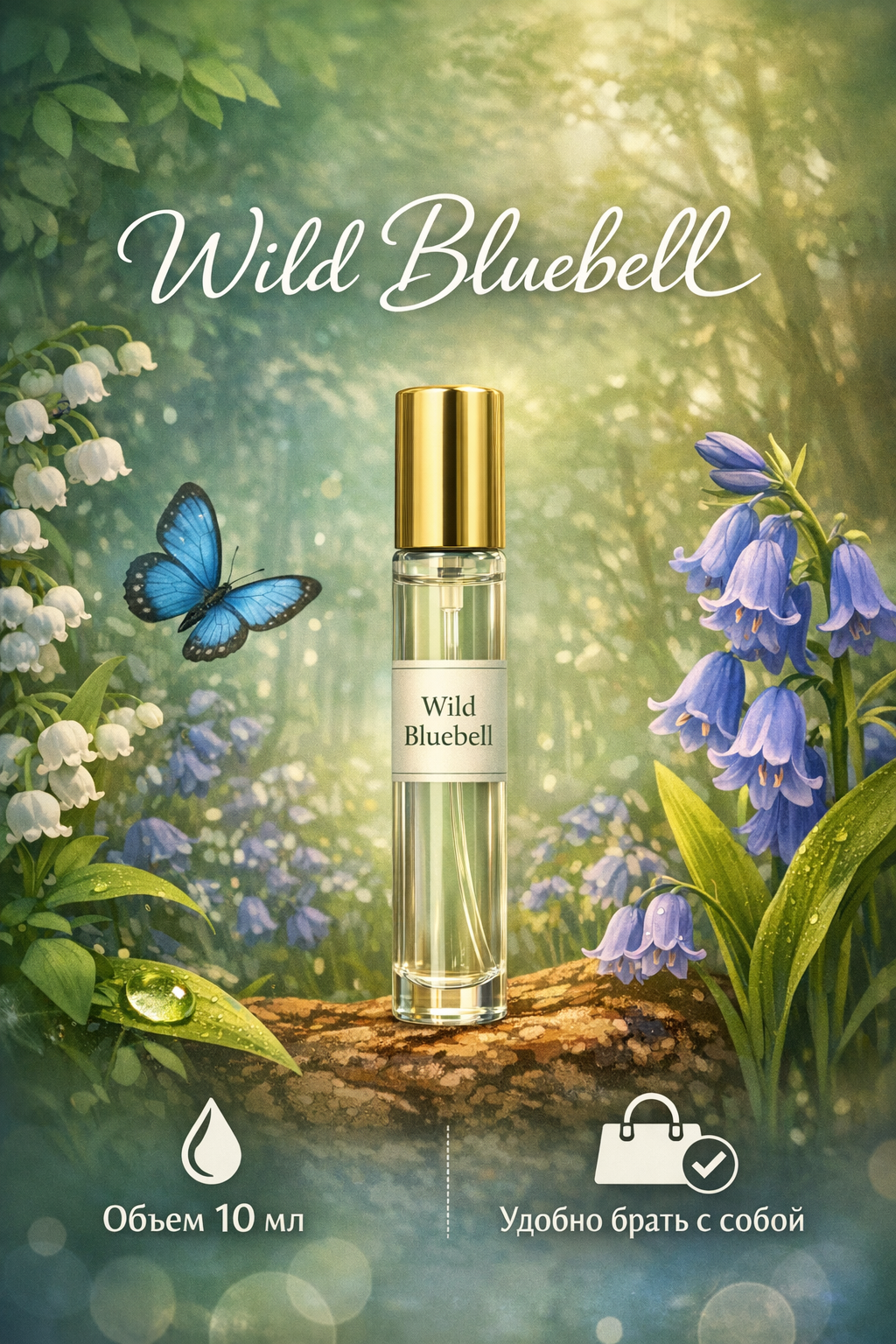 Духи масляные, авторские, в виде спрея, стойкие, по мотивам Wild Bluebell 10мл, для женщин