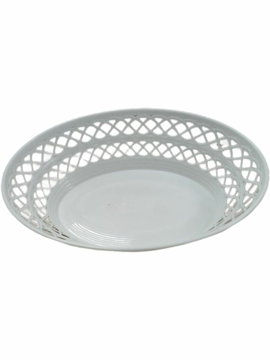 Сухарница пластмассовая, овальная, малая, 19см*14см, цвет белая (Россия)