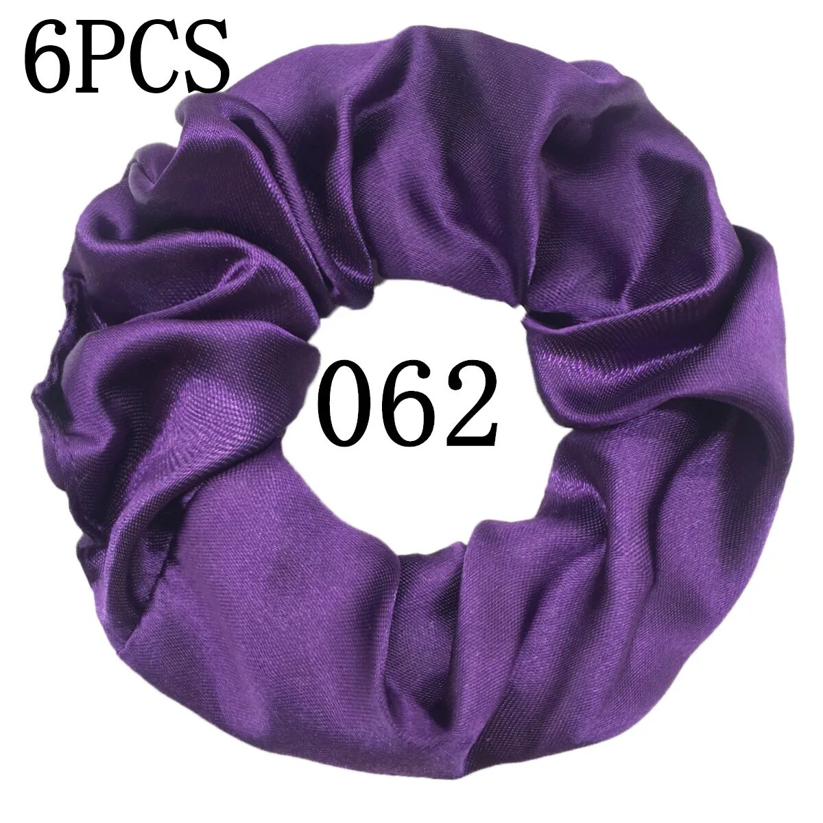 Фиолетовые атласные резинки для волос scrunchies 6 шт.