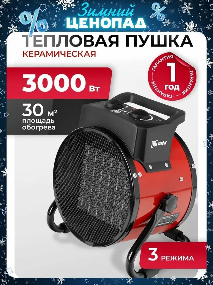 Тепловая пушка электрическая Ресанта ТЭПК-2000K, керамика, 2000 Вт (обогреватель для дома)
