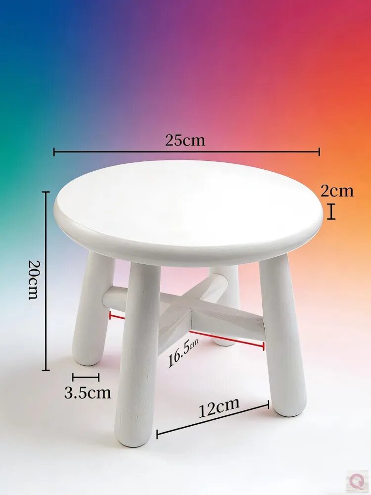 Табурет белый круглый деревянный для школы 1 шт. 25x25x20 см