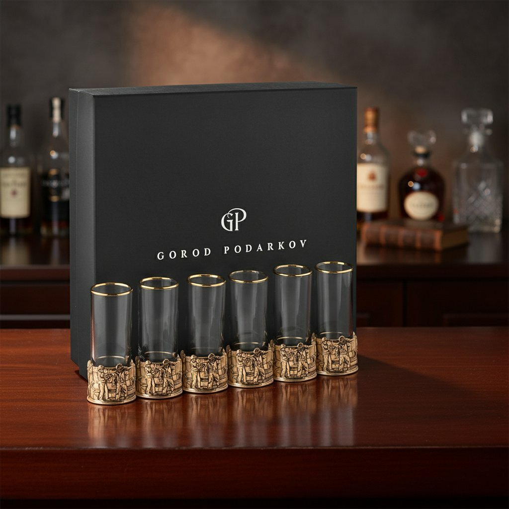 Набор стопок для водки Отважный газовик (в коробке)