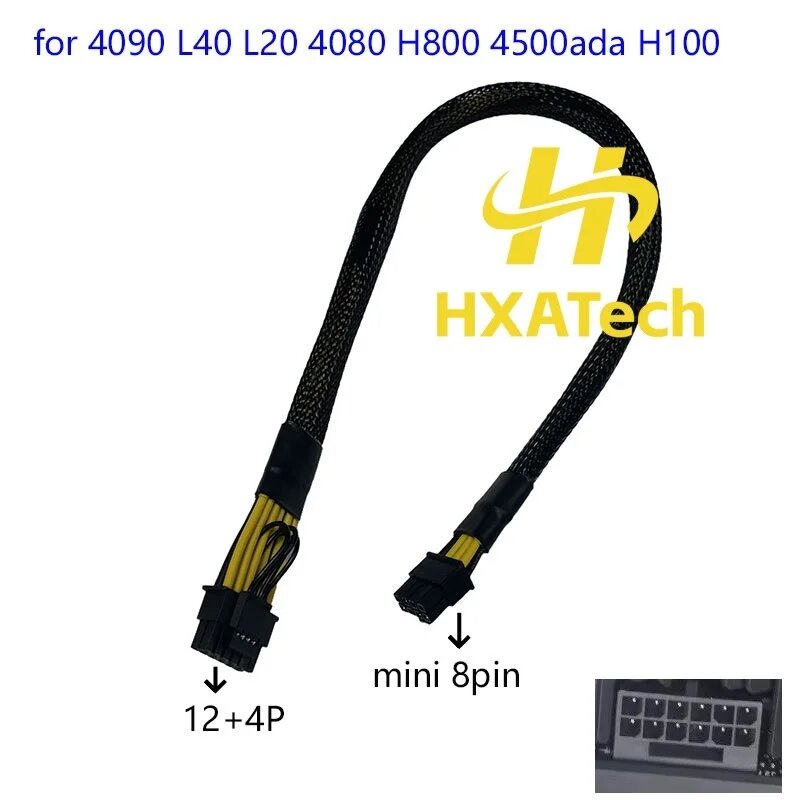HXATech кабель питания видеокарты 40 см 8+8 pin Черный, mini 8p to 16p