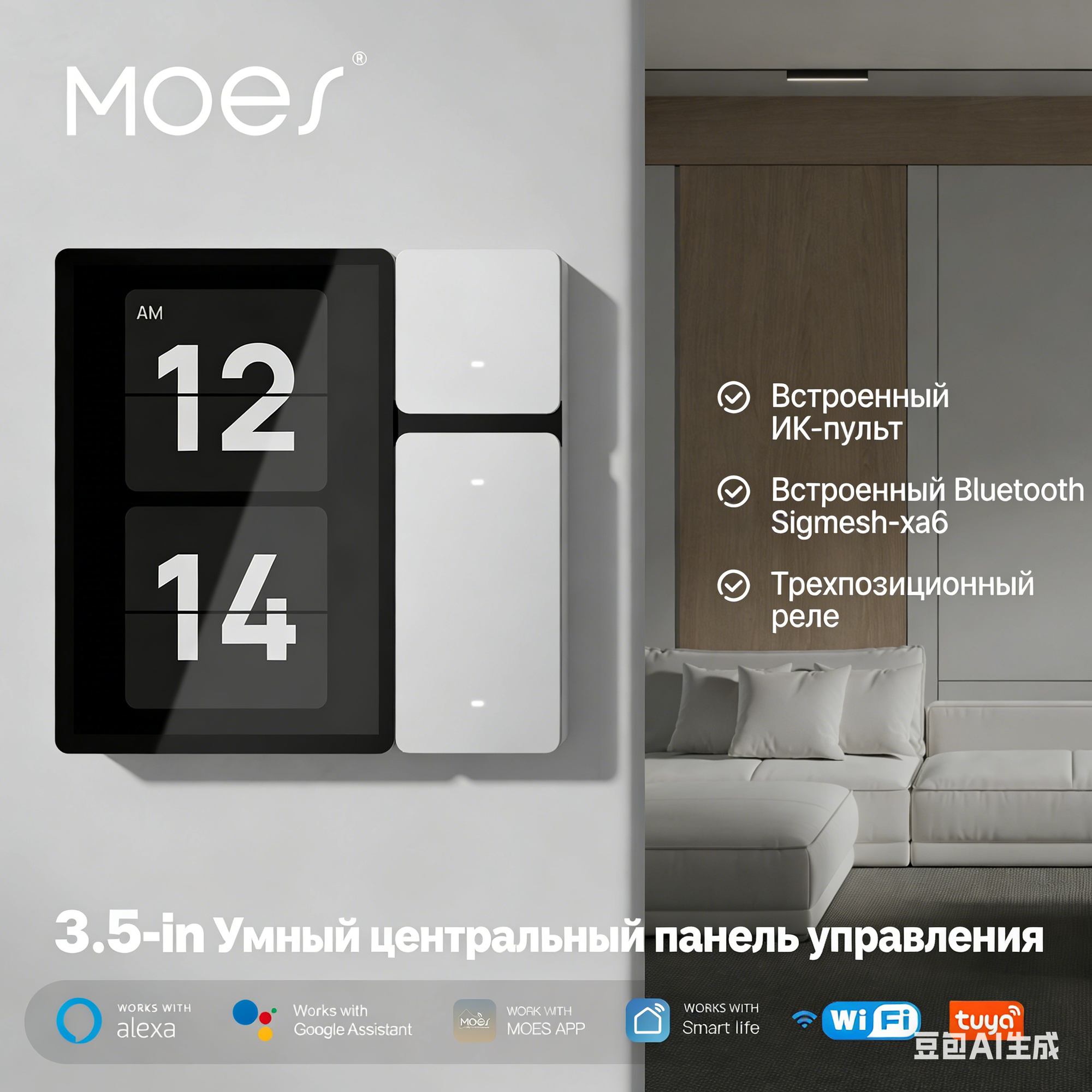 Панель управления умным домом HTDTMTI, 3,5", Wi-Fi/ZigBee/Bluetooth-совместимость, ИК-пульт