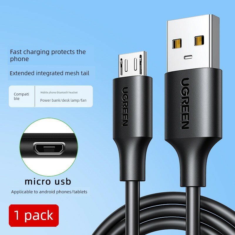 Микро-USB кабель для смартфонов Android, черный цвет, длина 1.5 м, 1 шт. гибкий зарядный кабель