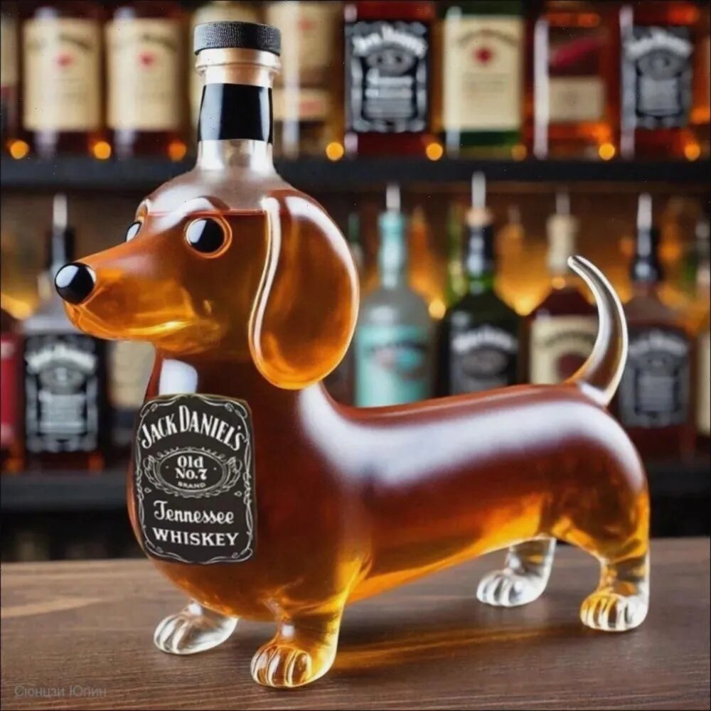 Графин Jack Daniel's в форме таксы, 0.3 л, стеклянный, для виски, коричневый