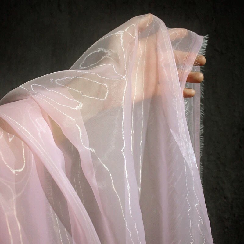 Жидкая прозрачная сетчатая ткань с эффектом водного блеска для топов, юбок, ханьфу, одежды из органзы, дизайнерская