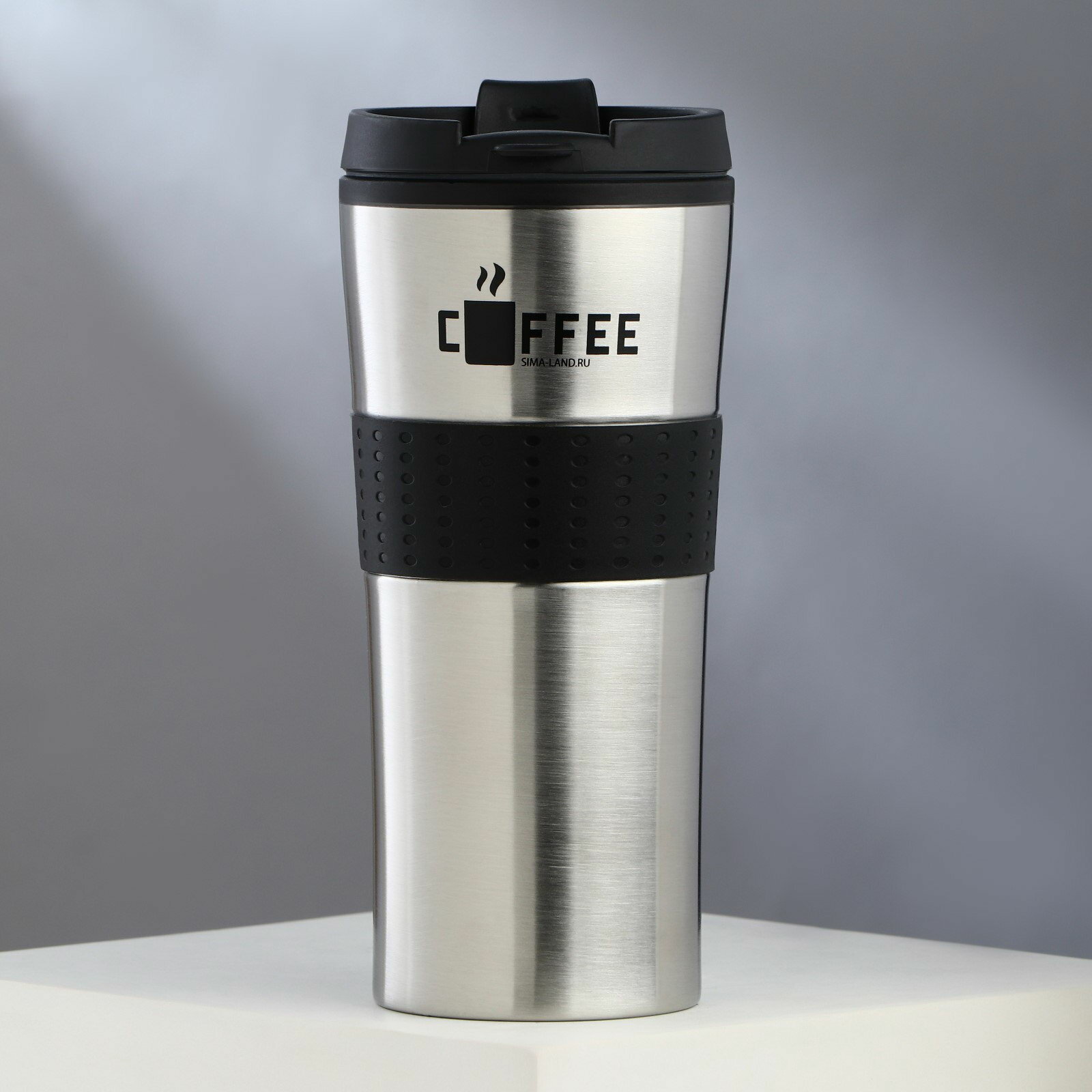 Термостакан "COFFEE", 450 мл, цвет: серебристый, тематика праздника: универсальная тематика