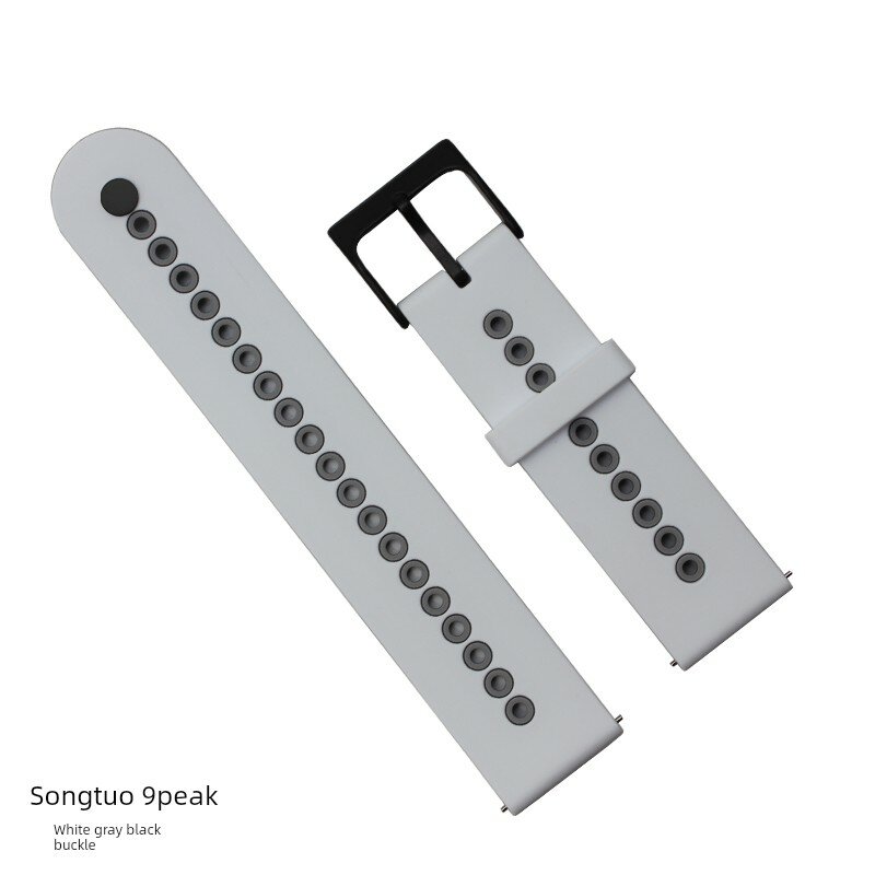 Suunto 9 Peak 22 мм белая силиконовая браслет с черной пряжкой, стандартная посадка